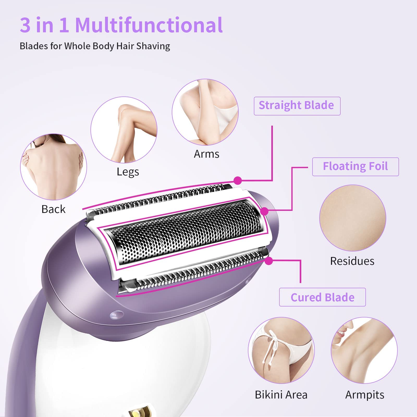Women Electric Razor Head Replacement for Krovena (Purple 1Pcs)