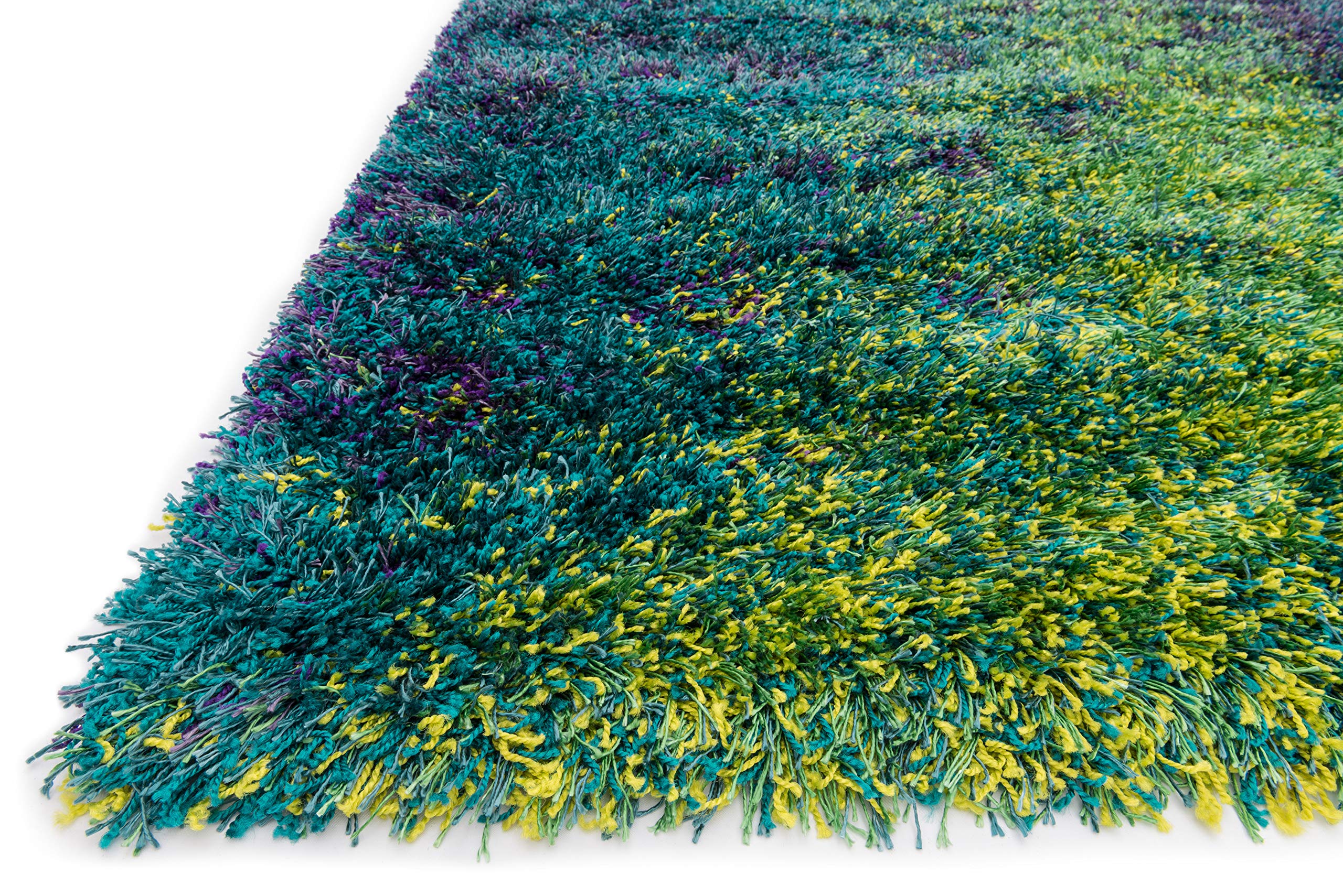 Loloi II Barcelona Shag Collection BS-03 Peacock/Lime, Shags 7'-7" x 10'-5" Area Rug,BARCBS-03PXLL77A5