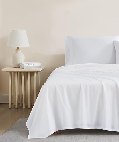Linen Closet Luxury Cotton 144 Thread Count Organic Cotton 4-Piece Sheet Set, Queen, Arctic White