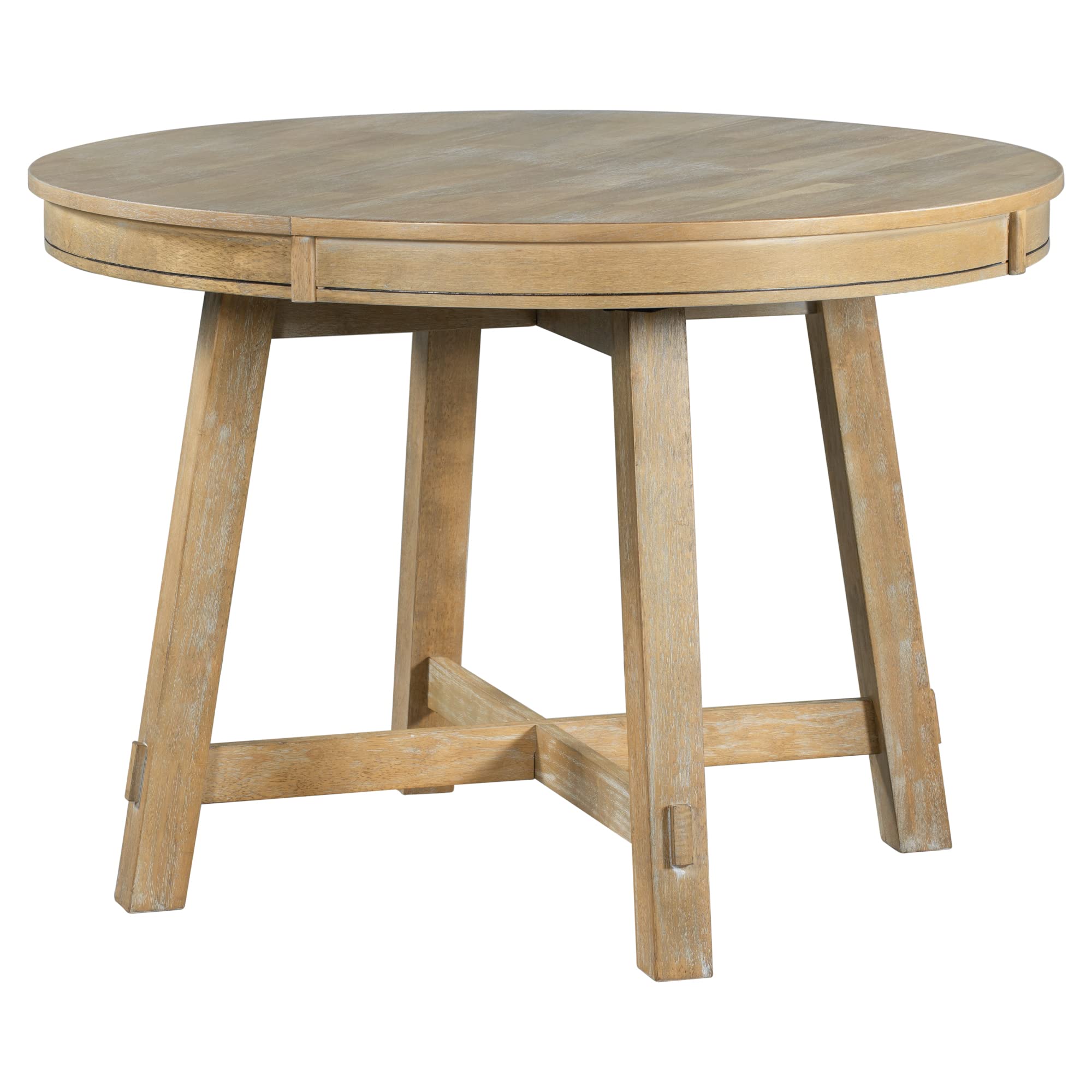 LIADTOP, Farmhouse Round Extendable 16" Leaf Table for Dining Room, Kitchen (Natural Wood Wash)