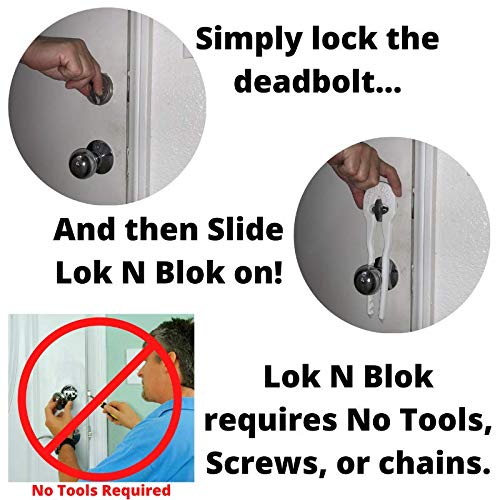 Lok N Blok Portable Door Lock Deadbolt Device No Tools Required for Maximum Deadbolt Protection Key Bumping Proof Guard Defender Home Apartment and Travel Safety Security and Child Lock