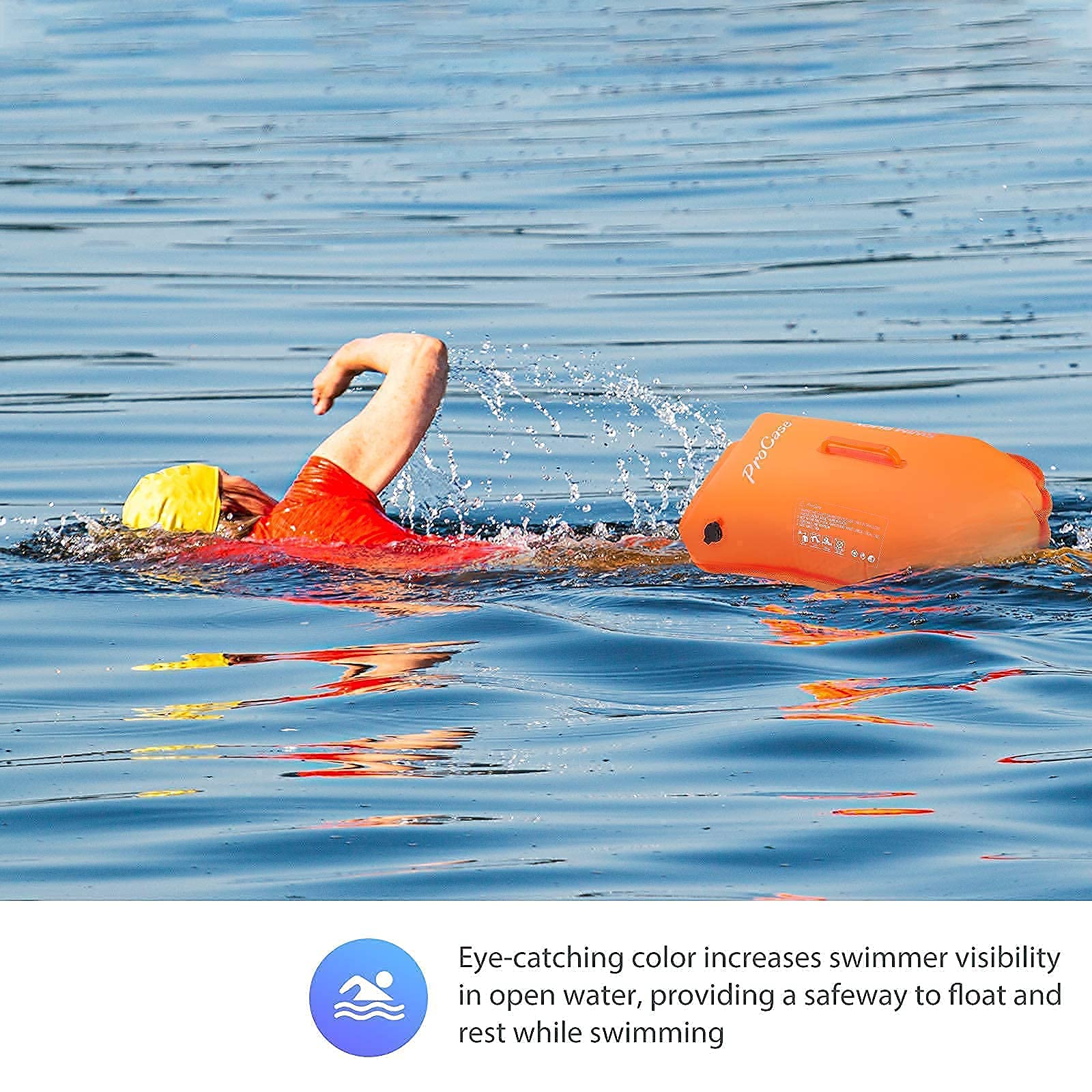 ProCase Swimming Bubble Safety Float with Adjustable Waist Belt Bundle with 35L Waterproof Swim Buoy Backpack