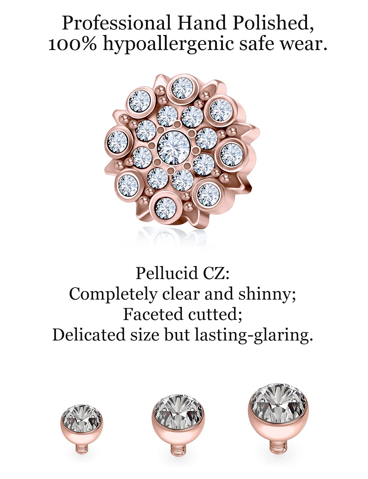 Msndnkwo 14G Dermal Piercing Jewelry Internally Threaded Dermal Anchor Tops and Base Titanium Microdermals Piercing for Women Men, CSY-0091