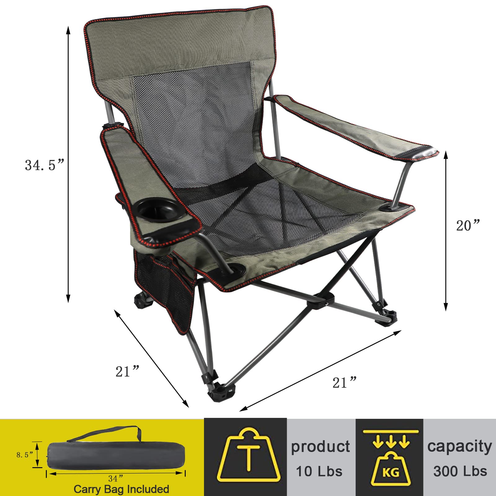 Newsty Folding Lawn Chairs Camping Chairs Portable Outdoor Chairs Folding chairs support 300 lbs