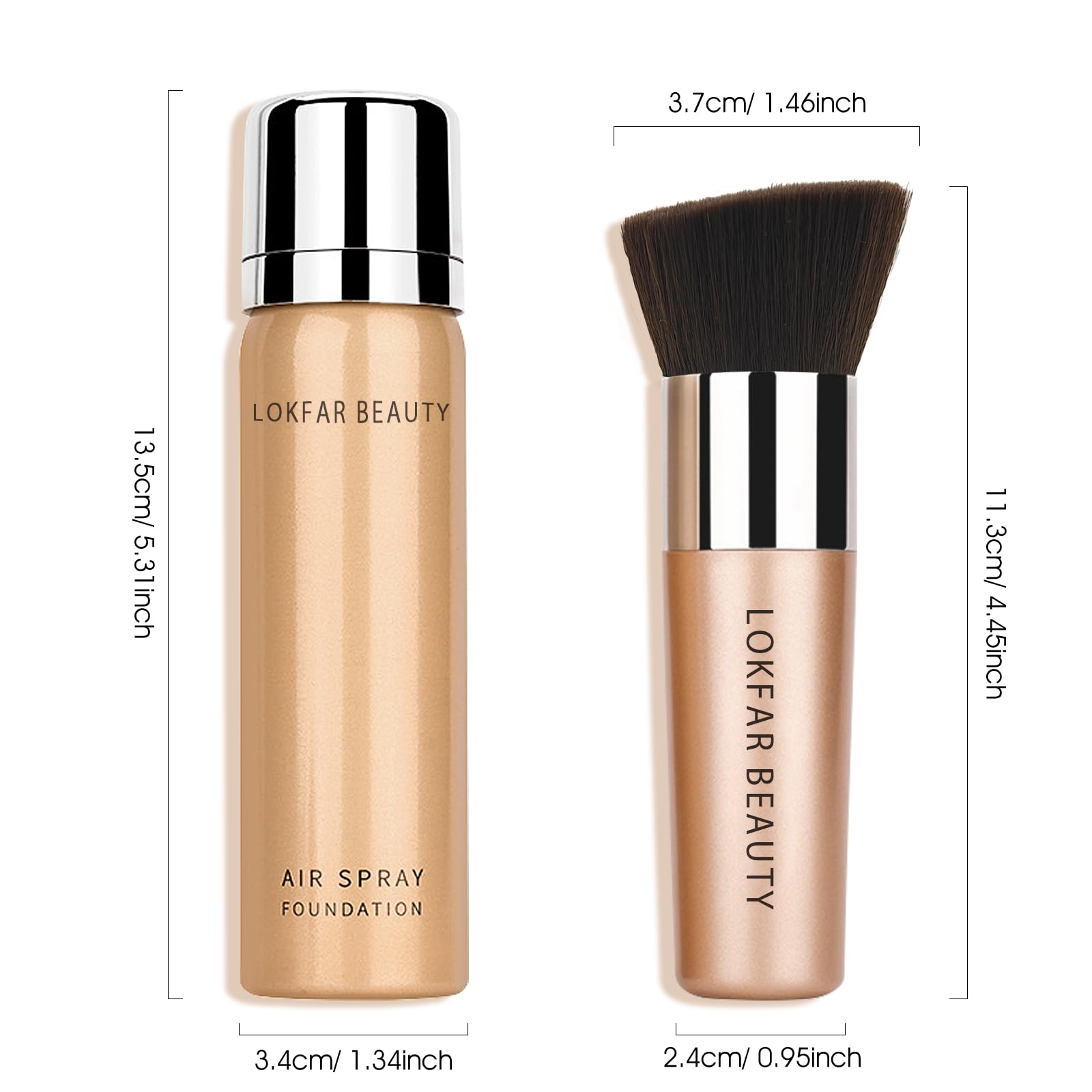LOKFAR AirBrush Foundation Spray, Silky Mist Foundation Spray Makeup Set with Brush, Full Coverage Foundation for Smooth Radiant Finish, Formula Breathable Lightweight Hydrating | #04 Buff Beige
