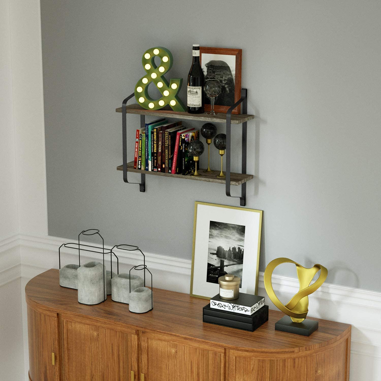 Love-KANKEI Floating Shelves Set of 3 and Floating Shelves Set of 2 Bundle