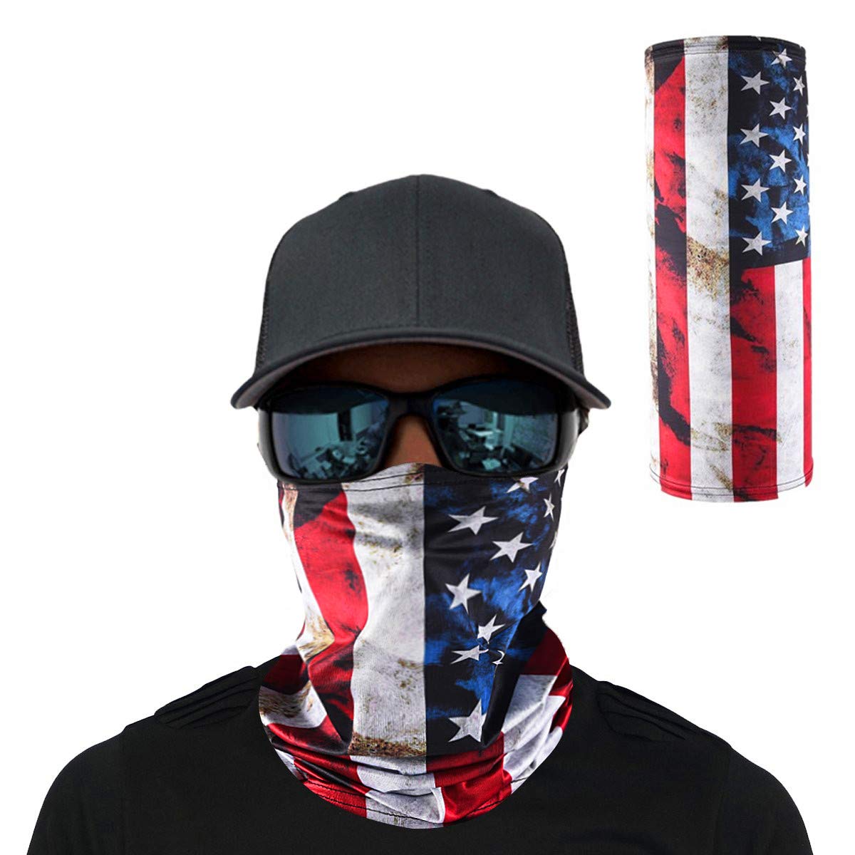 MaGeBe 5pcs American Flag Mask Neck Gaiters Motorcycle Mask for Men Multifunctional Microfiber UV Protection Headwear