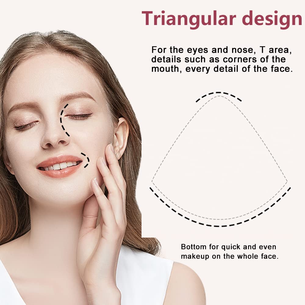 Triangle Powder Puff, 3pcs Velvet Black+3pcs Beauty Blender Makeup Sponge for Face Foundation, Triangle Design Exquisite Makeup Nose Eyes Contouring Soft Makeup Puff Set (3power puff+3blender sponge)