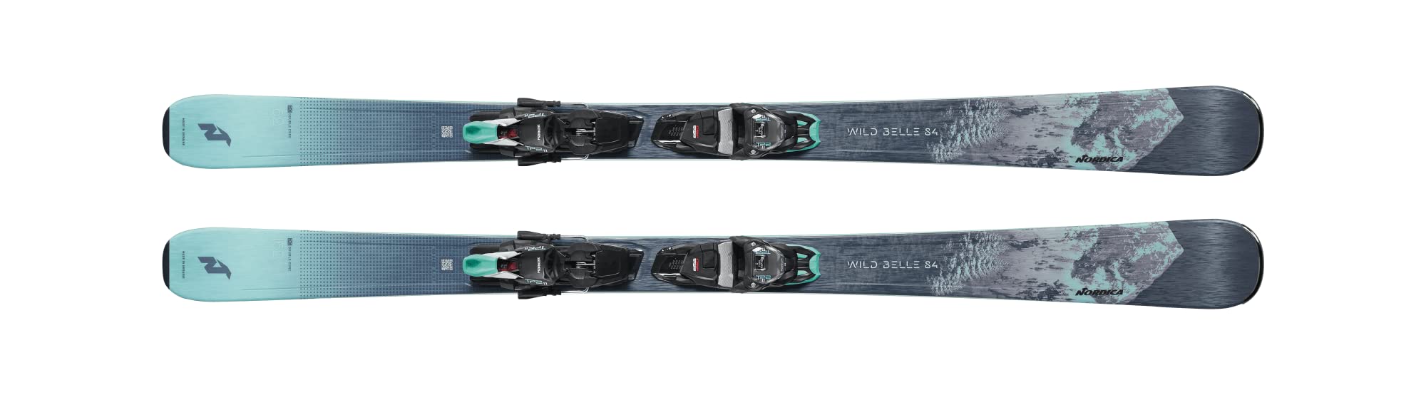 Nordica Women Wild Belle Dc 84 with Tp2 Light 11 Fdt Binding Skis, Color: Black/Teal, Size: 150 (0A1264OC001-150)