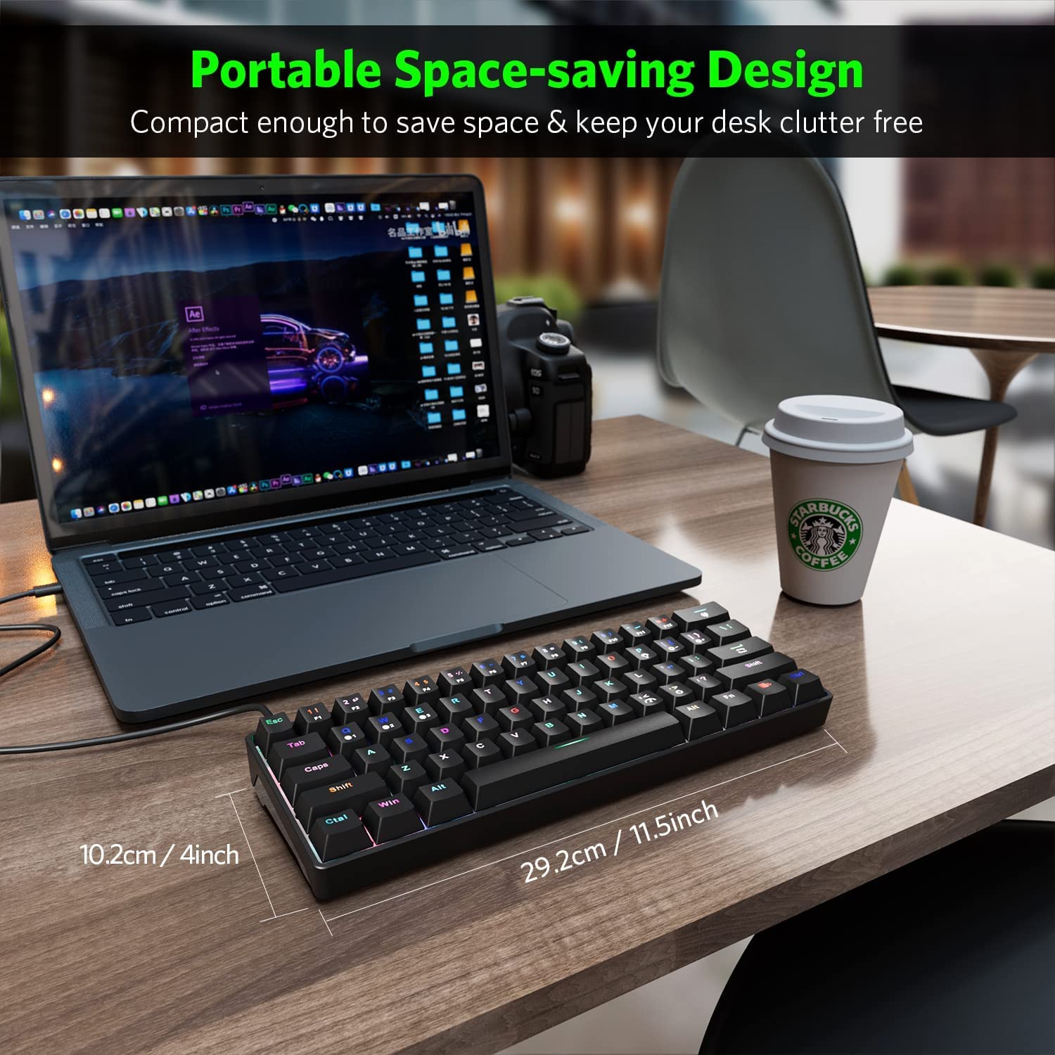 TEWELL 61 Keys RGB Wired Mechanical Gaming Keyboard with Audible Click Sound Blue Switches, Compact Mini Portable Computer Keyboard for Windows Gaming PC