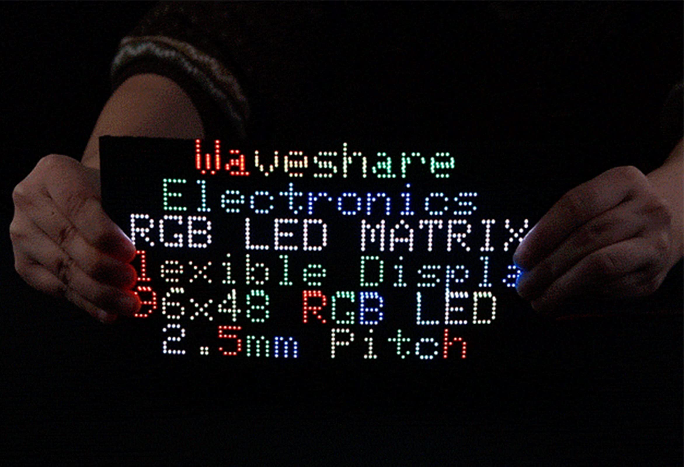 waveshare Flexible RGB Full Color LED Matrix Panel 96x48 4608 RGB LEDs, 2.5mm Pitch, Adjustable Brightness and Bendable PCB,Compatible with Raspberry Pi/Raspberry Pi Pico / ESP32