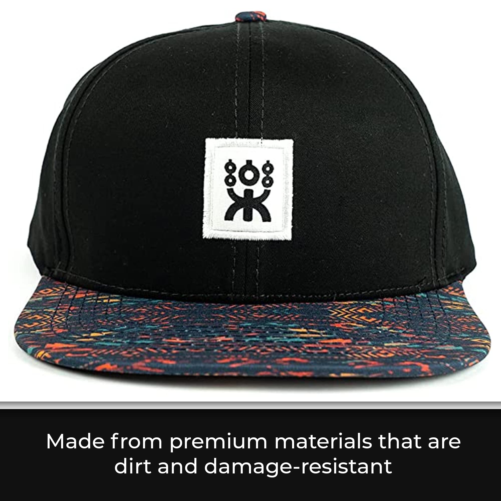 SHAMUNA Snapback Cap - Cool Snapback Vintage-Style Flat Brim Hat, One Size Fits Most Men, Black/Tribal Pattern