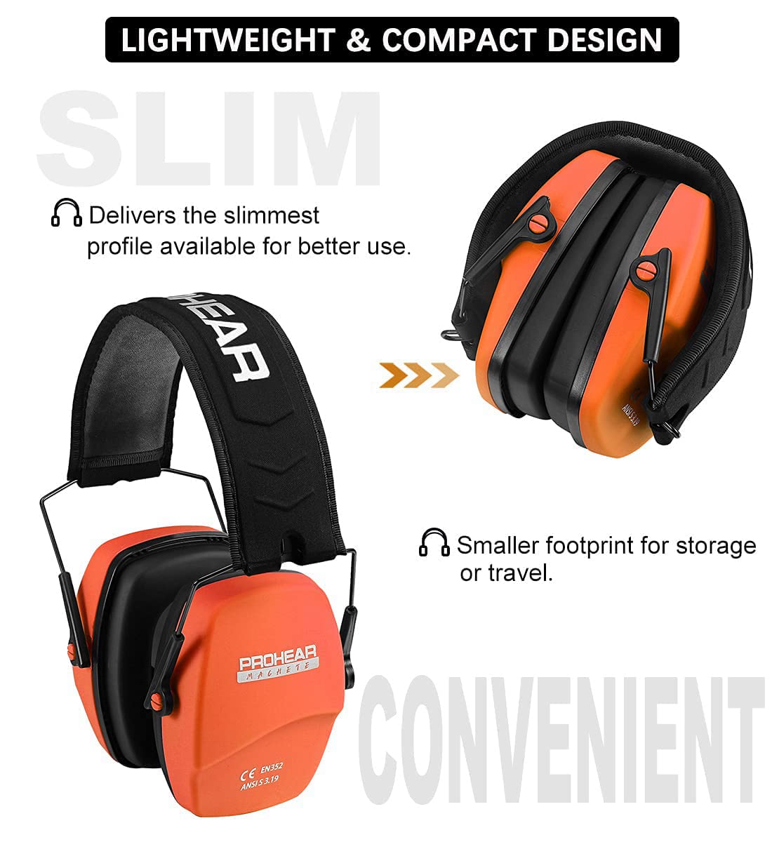 PROHEAR 016 Shooting Ear Protection Earmuffs 2 Pack, NRR 26dB for Gun Range, Hunting - Fruit Green and Orange