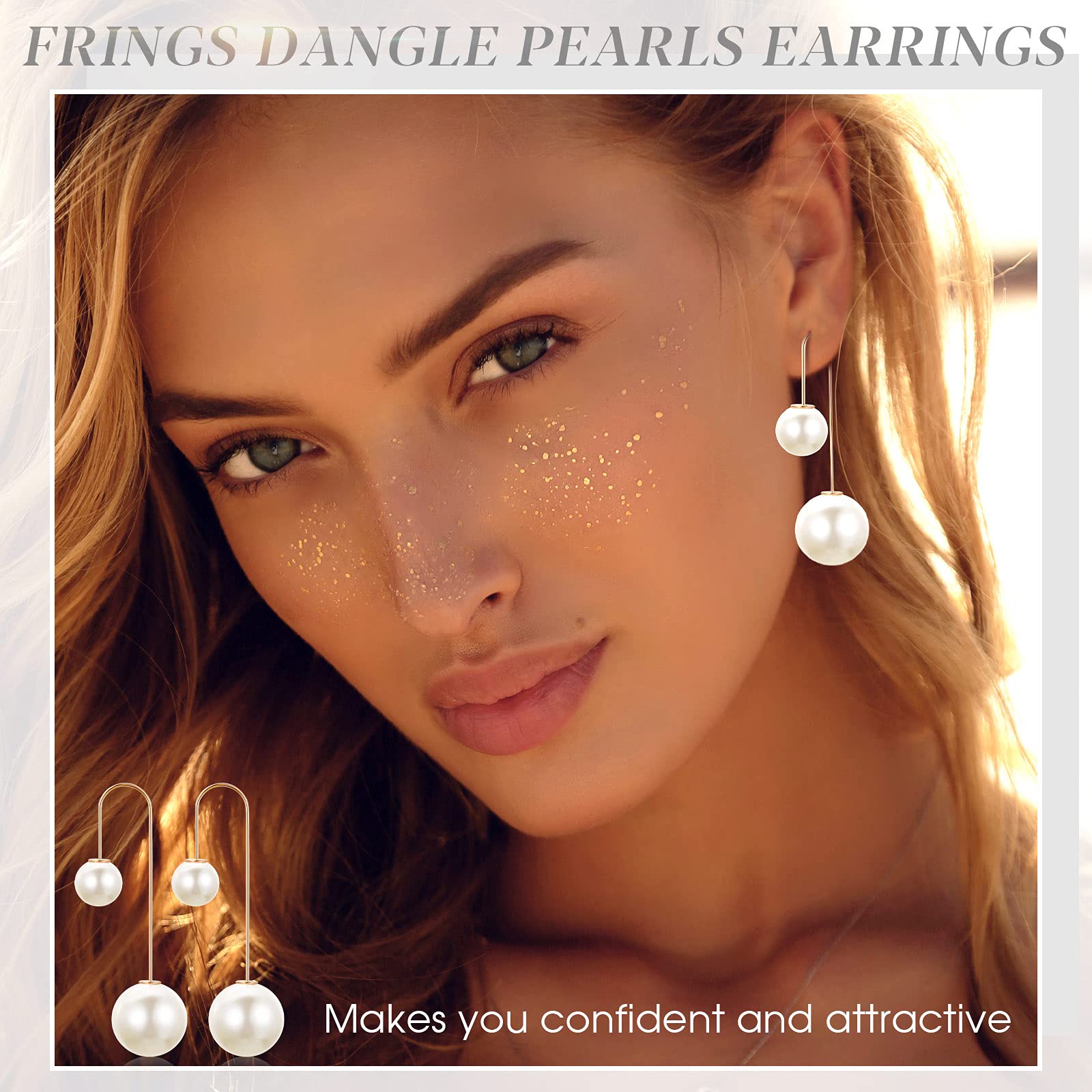 MTLEE 4 Pairs Boho Pearl Drop Earrings Big Simulated Pearl Long Tassel Drop Earrings Faux Pearl Dangle Earrings Double Sided Front Back Pearl Earrings Handmade Bohemian Statement Earrings