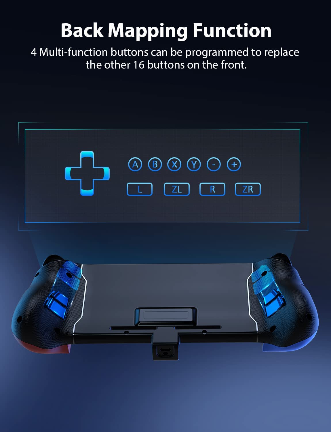 NexiGo Switch Accessories Holiday Bundle, Enhanced Switch/Switch OLED Controller (Blue & Red) for Handheld Mode, 6-Axis Gyro, Mapping, Vibration, Game Storage Case with 10 Game Card Holders