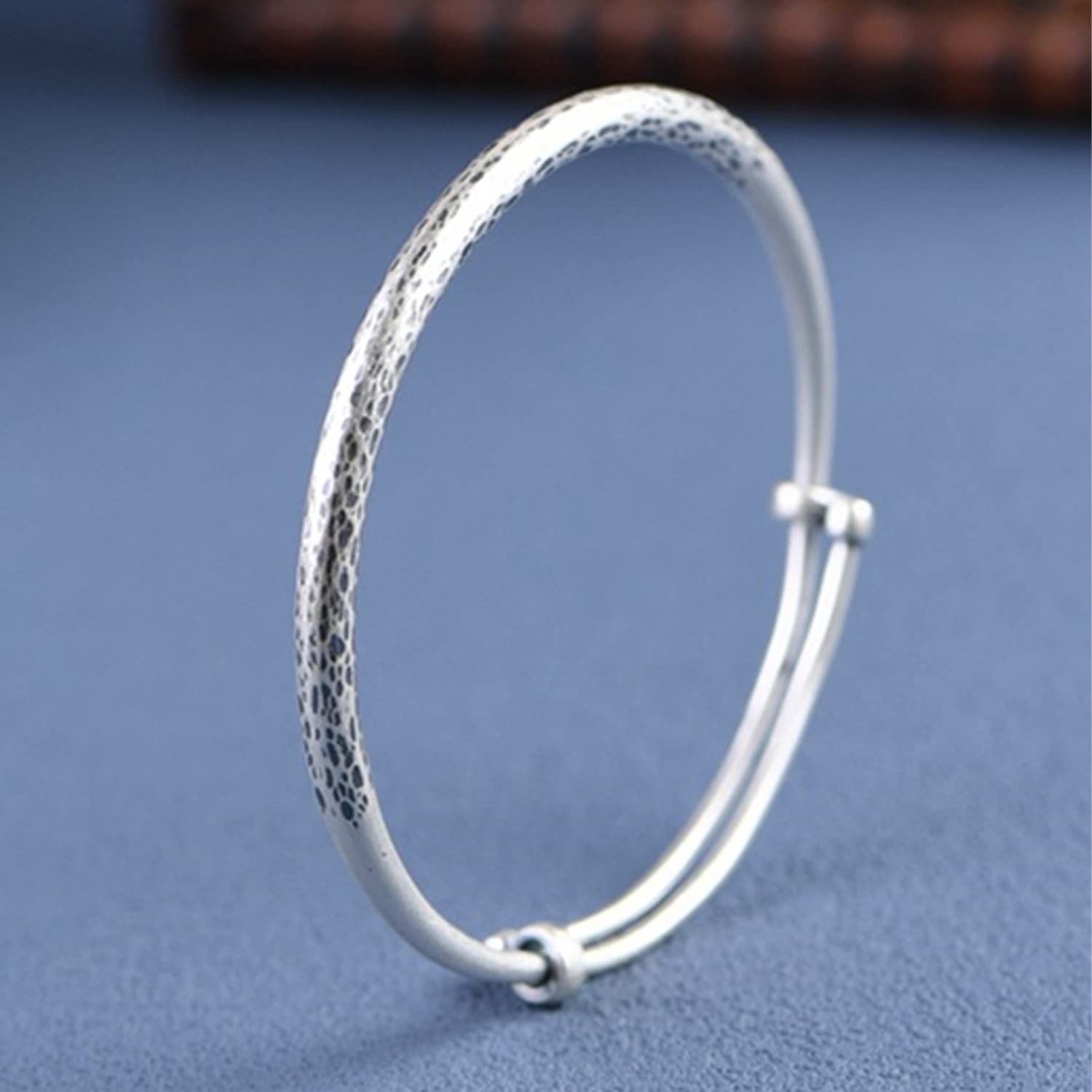 Solid 999 Sterling Silver Hammered Bangle, Customized Hammered Bracelet- Christmas Gift for Mom, Women, Sister, Girlfriend, Her ,Best Friend