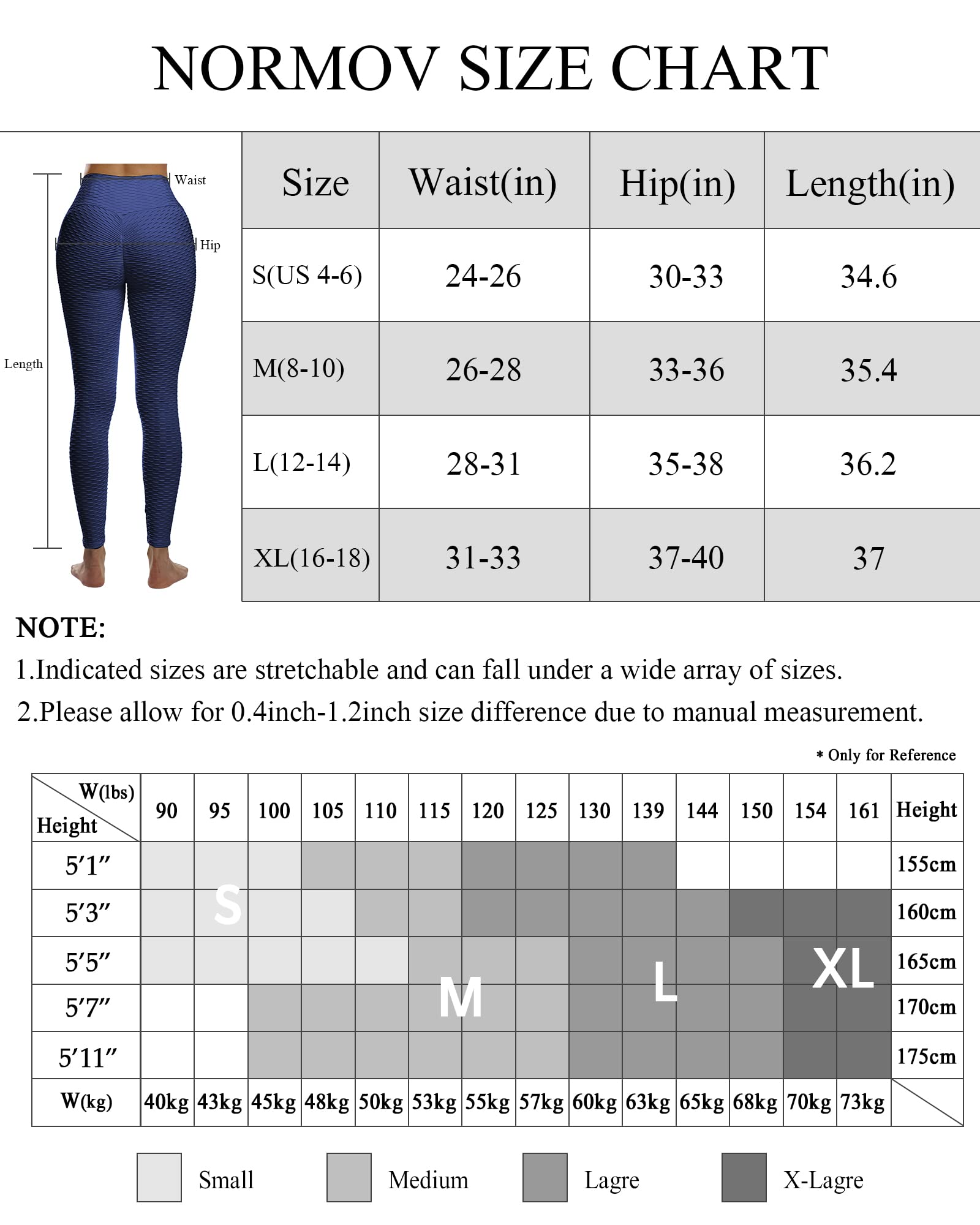 NORMOV Butt Lifting Anti Cellulite Leggings, Scrunch Butt Peach Booty Lifting Leggings for Women(Navy, L)