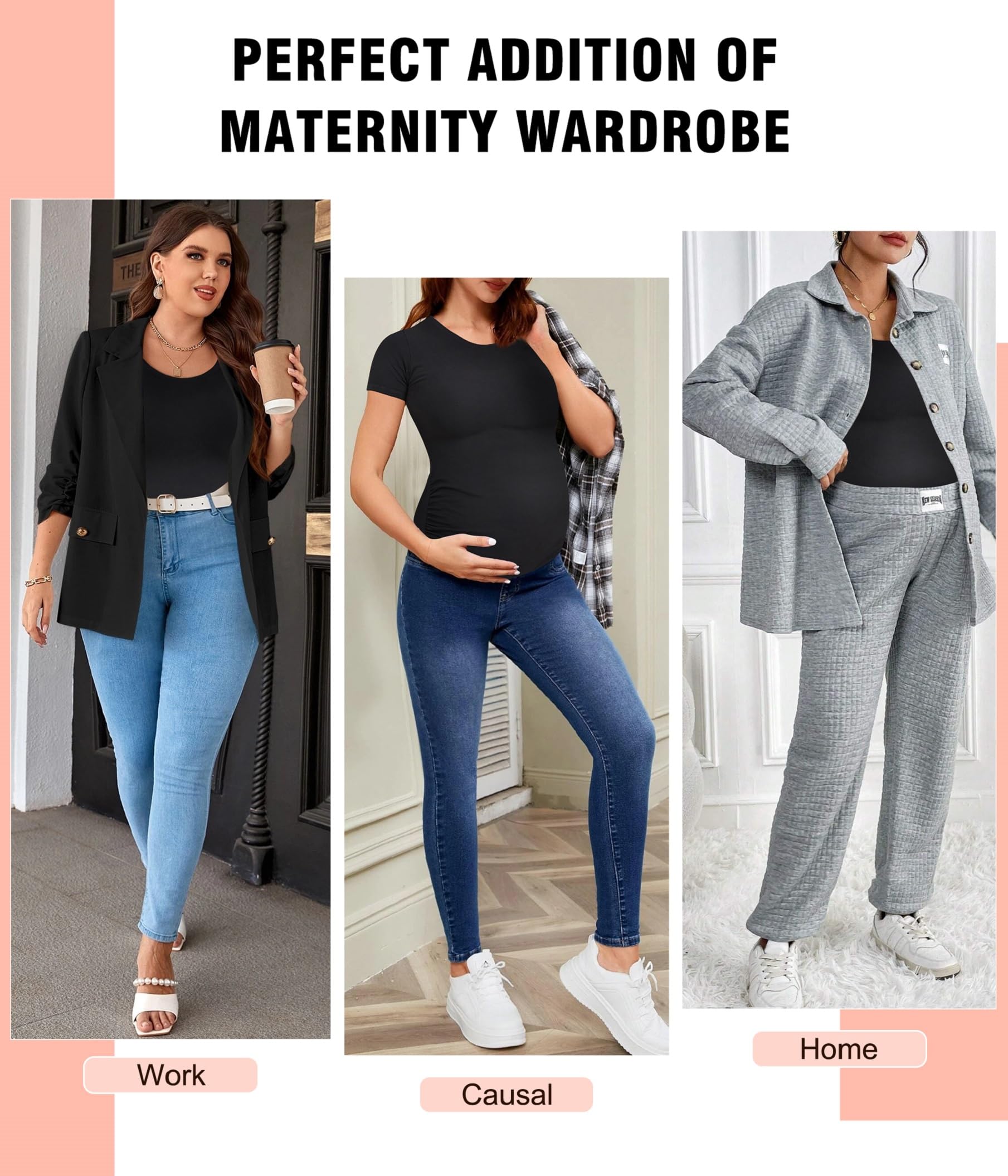 Likeonce Maternity Jumpsuits One Piece Bodysuit Pregnancy Shapewear for Photoshoot Soft Tank Top Onesie Ruched Sides Shirt