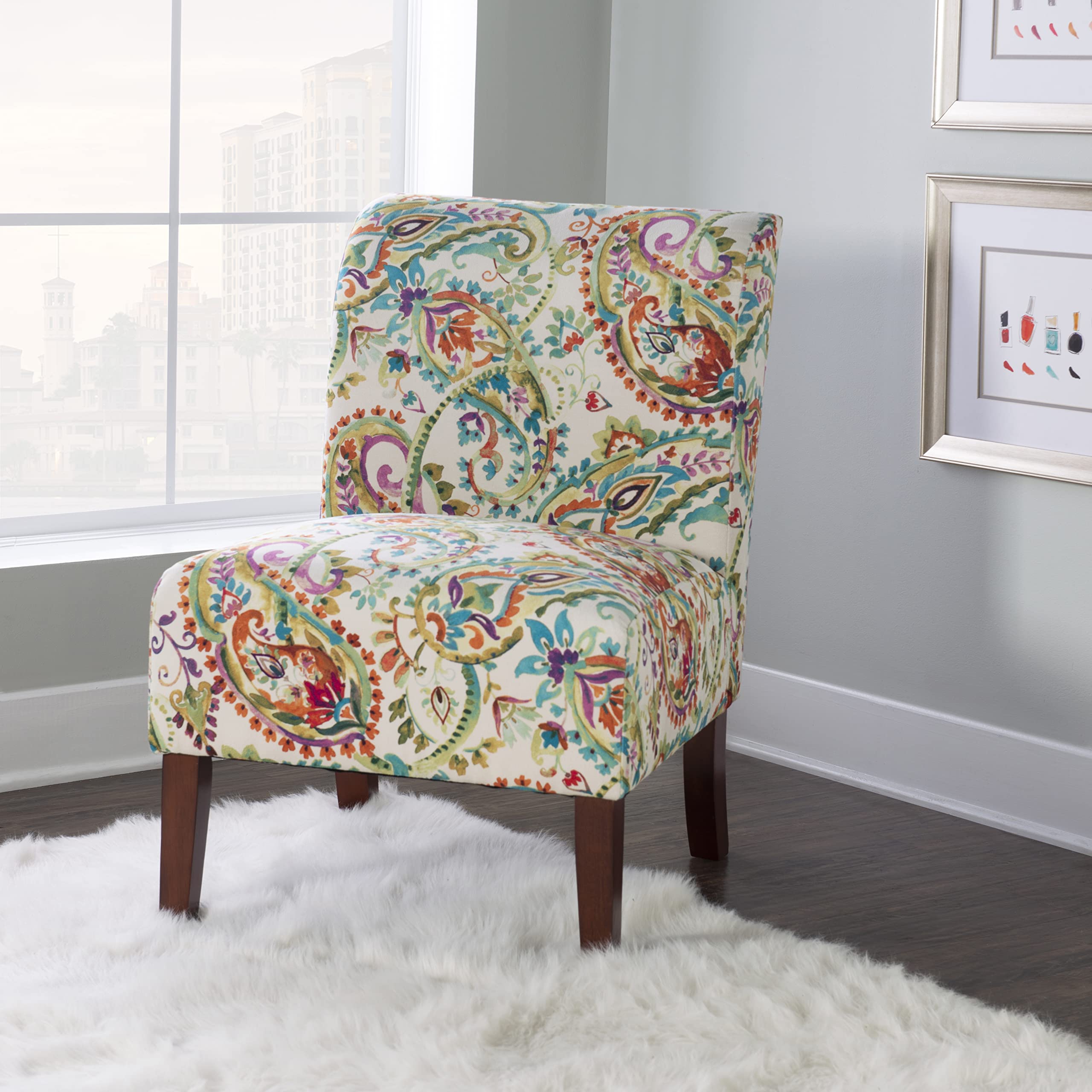Linon Karen Curved Back Slipper Chair, Dark Walnut