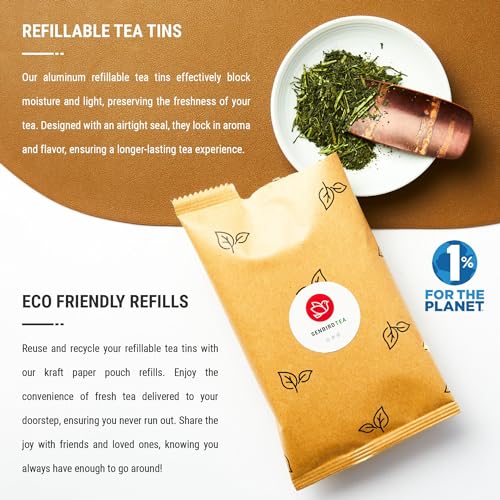 Senbird Organic Sencha - Japanese Green Tea - From Shizuoka, Japan - Loose Leaf Tea In Airtight Tea Tin (3.5oz/100g)