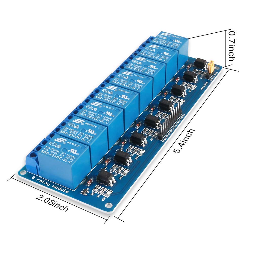 Lystin 8 Channel DC 5V DC 230V Relay Module Control Board with Optocoupler for UNO R3 MEGA 2560 1280 DSP ARM PIC AVR TTL Logic STM32 Raspberry Pi