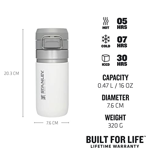 Stanley Quick Flip Stainless Steel Water Bottle .47L / 16OZ Polar β Leakproof Metal Water Bottle Kids - Push Button Locking Lid - BPA-Free Kids Thermos Water Bottle - Dishwasher Safe