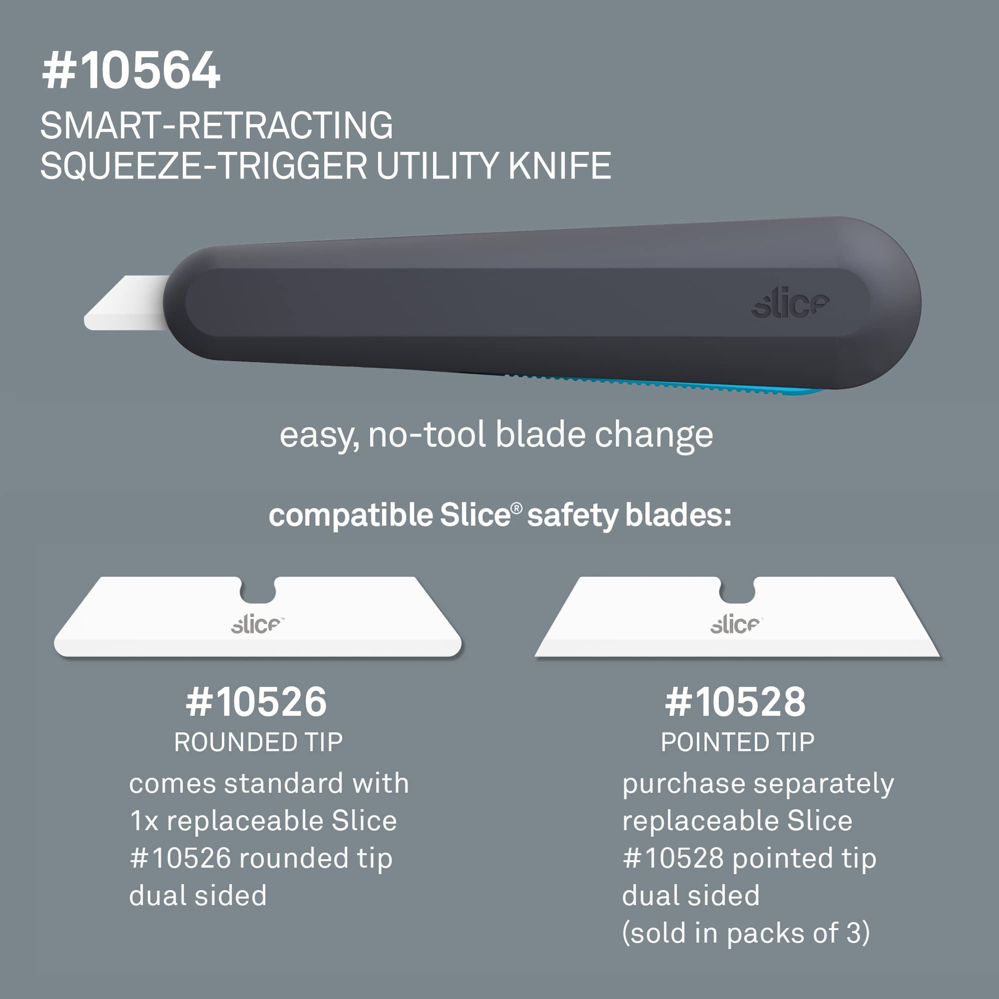 Slice 10564 Smart-Retracting Squeeze-Trigger Utility Knife, Industrial & Commercial Grade, 1 Pack