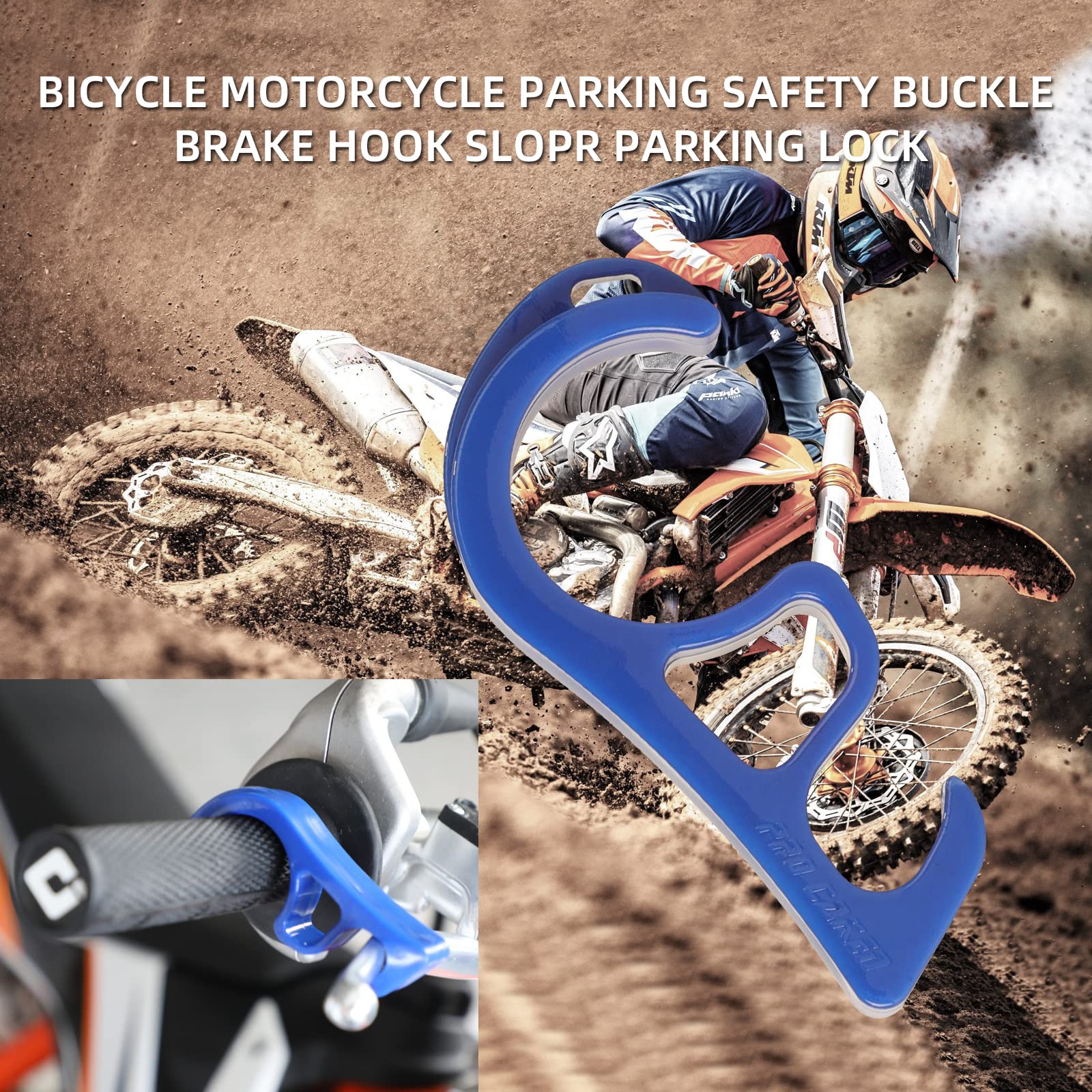 PRO CAKEN 2 PCS Bicycle Motorcycle Buckle Brake Hook Parking Safety Lock Bicycle Slope Parking Lock, for Mountain Bikes,Road Bikes,Dirt Motorcycle (Except Addmotor) Blue & Black