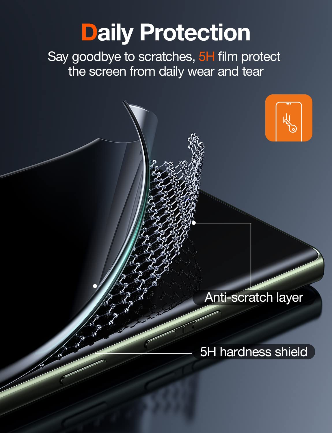TORRAS [ 2+1 Pack for Samsung Galaxy S23 Ultra Screen Protector with Camera Lens Protector, Curved Full Coverage PET Film (Not Glass), Support Fingerprint Reader, Anti-Scratch, Bubble-Free, FHD Clear