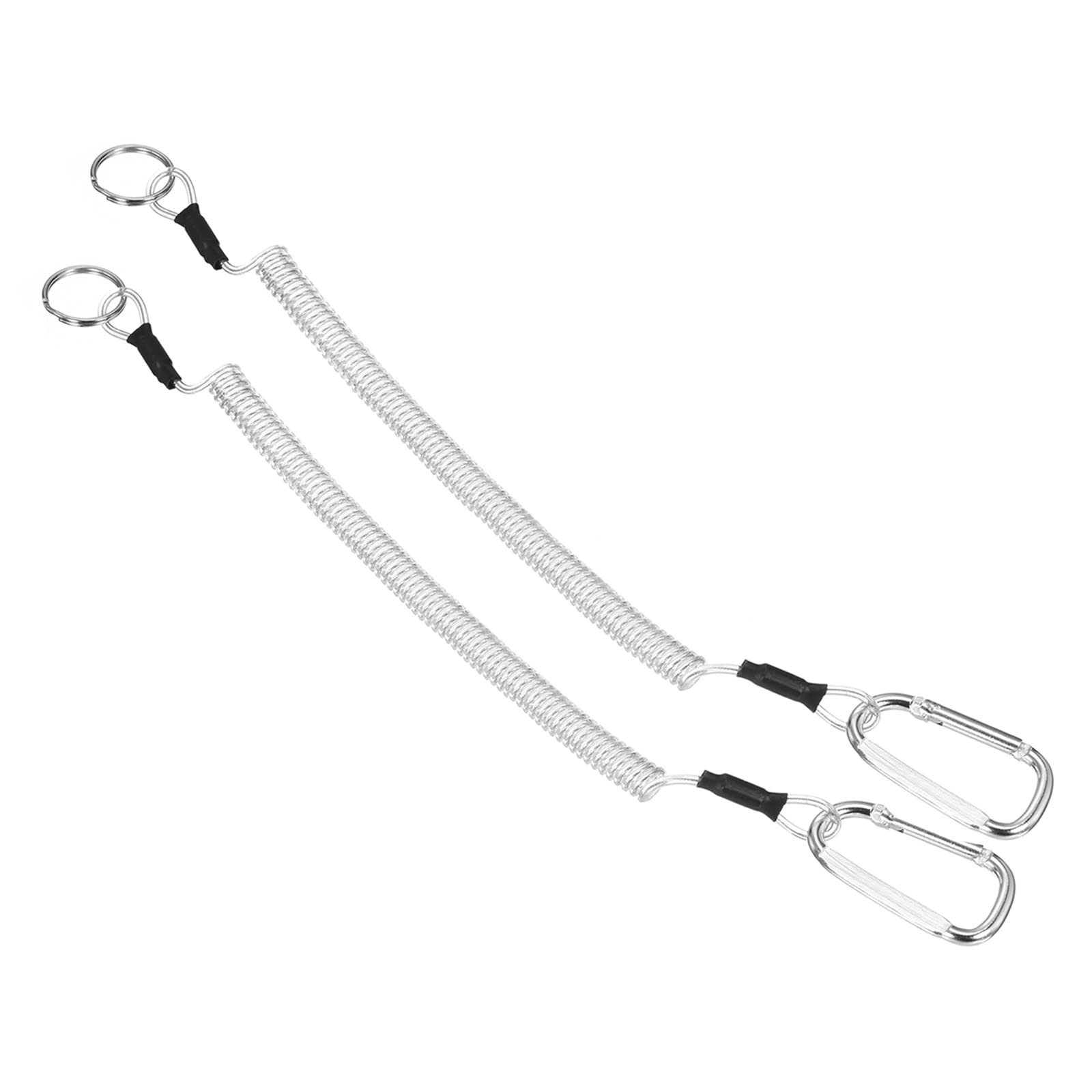 PATIKIL 4.9ft Fishing Tool Lanyard, 2 Pack Safety Cord Spiral Lanyard Tether Retractable with Metal Clip Keychain for Boating Kayak, Blue