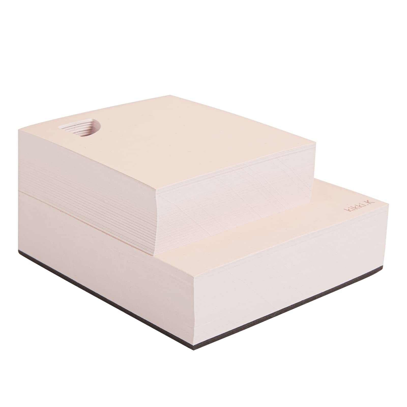 Notepad Cube in Blush. Never Miss an Important Memo. Two Sizes, Tear Off Design with Pen Holder cut into each sheet. 200 Sheets Per Pad. Measures 3.54" x 3.94" x 1.97" by kikki.K.