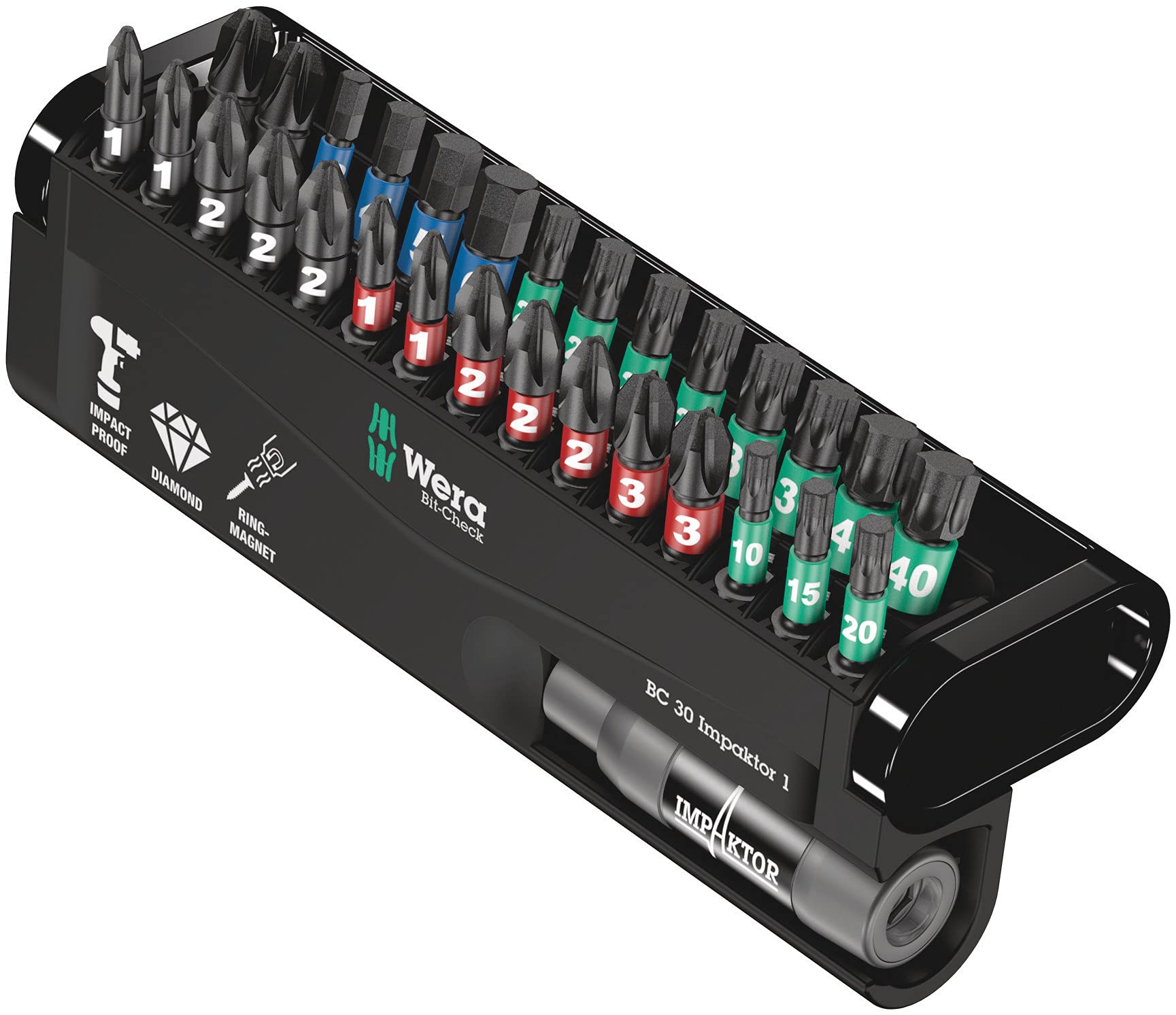 Wera 8100 SA/SC 2 Kit con cricchetto Zyklop Speed con attacco da 1/4 e 1/2, metrico, 43 pezzi & Bit-Check 30 Impaktor 1, 30 pezzi