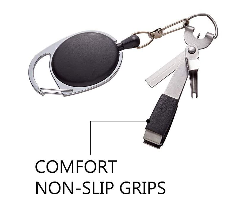 Pro Fast Hook Nail Knotter Lines Nipper Scissors Hook Sharpener with Retractor Fly Fishing Quick Knot Tool