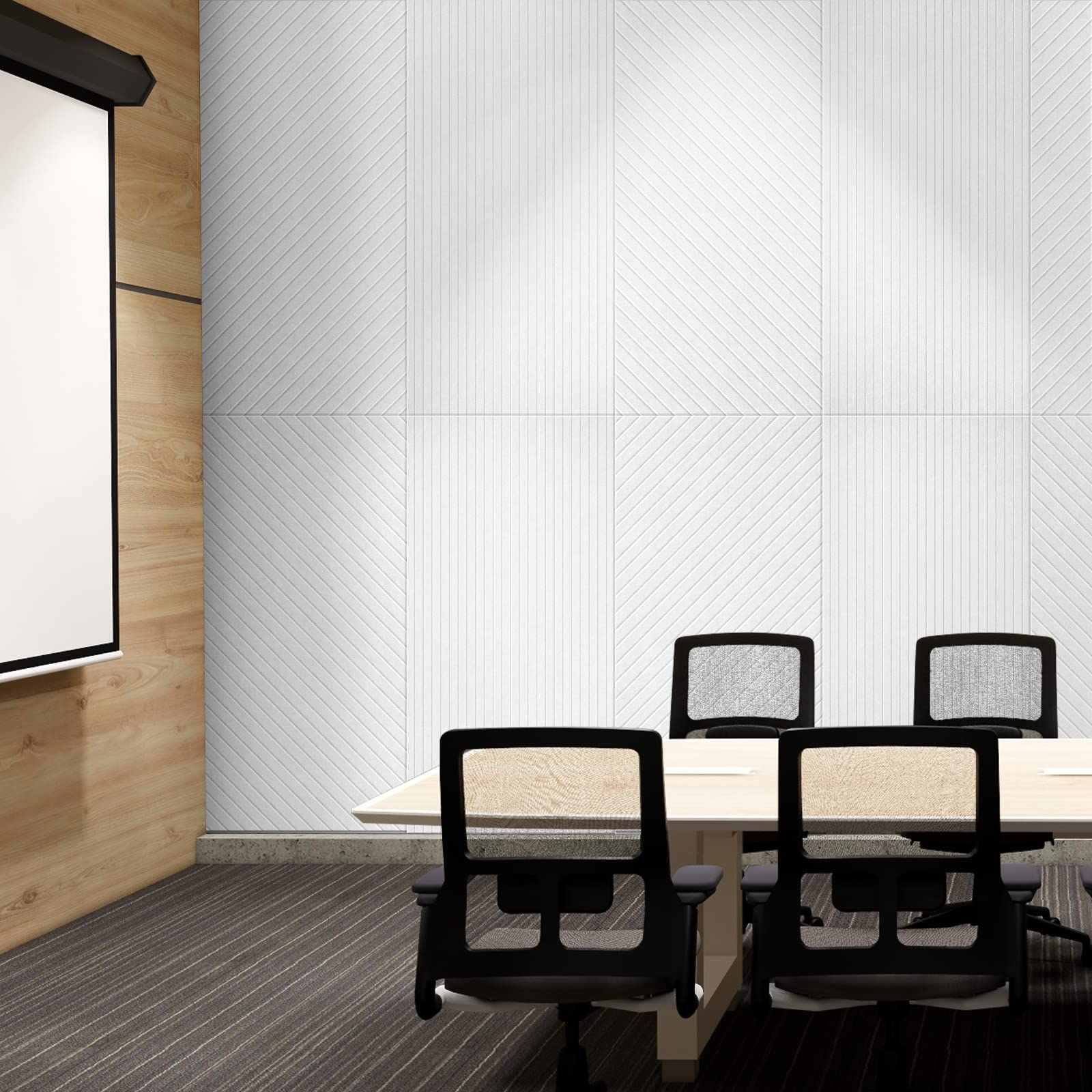 UMIACOUSTICS 6 Packs Acoustic Panel,48 x 24 x 0.4 Inches Sound Absorbing Door Panel,Decorative Wall Panels Equidistant Slot for Room,Home Theater,Studio