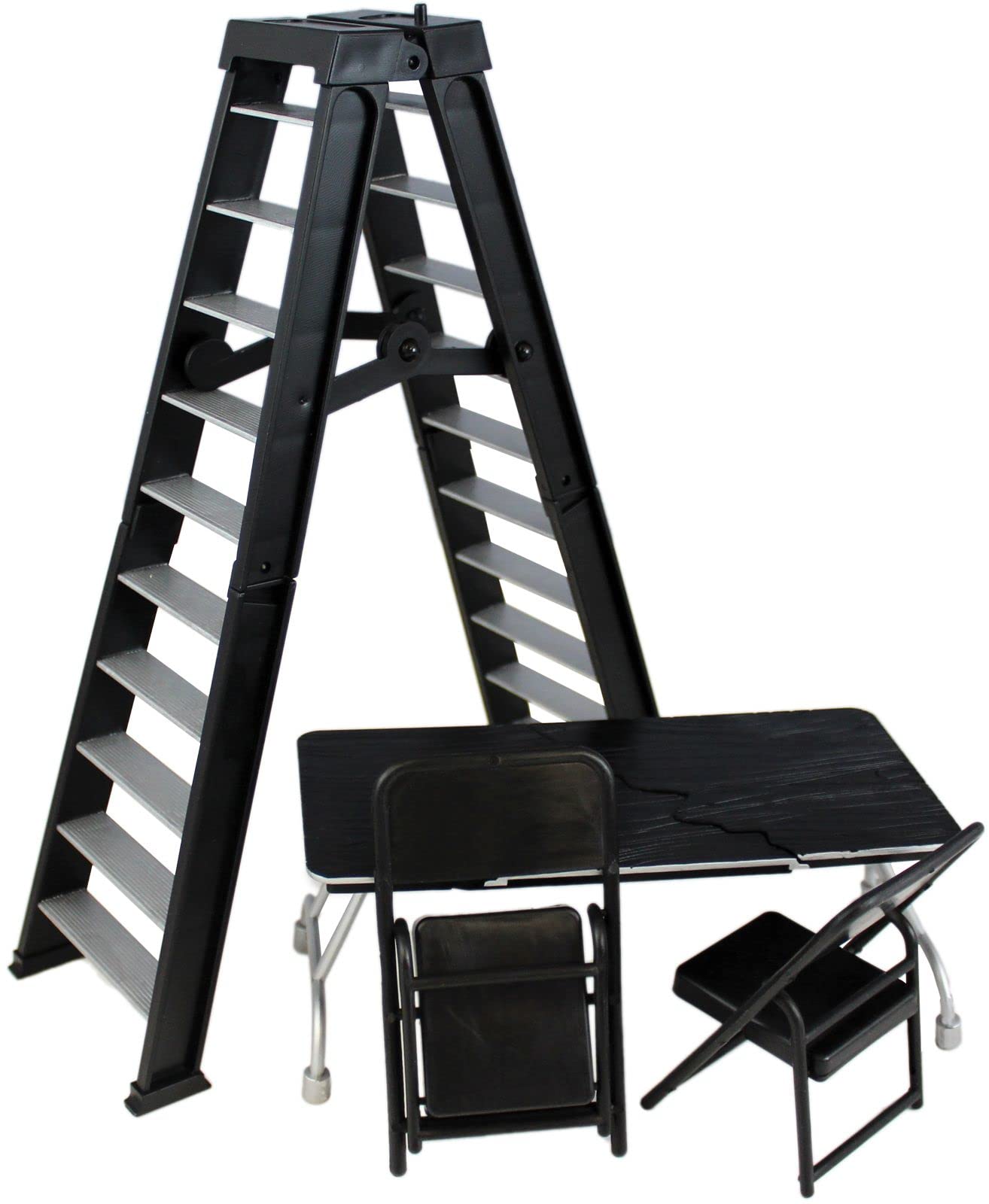 Ultimate Ladder & Table Playset (Black) - Ringside Exclusive Wrestling Action Figure Accessories