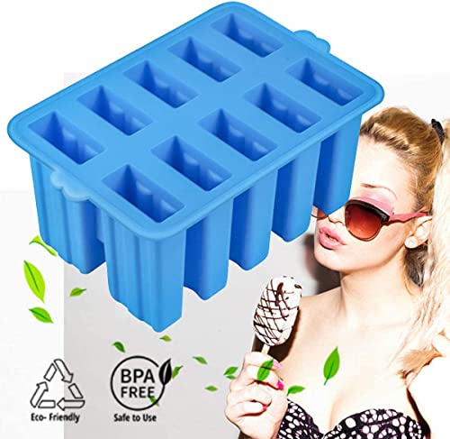 Silicone Popsicles Molds,Popcylce Molds,Food Grade Reusable Popsicle Molds for Kids,Homemade Popsicles Molds,Ice Cream Mold,Ice Pop Molds Maker with Popsicle Stick,Popsicle Bag,Funnel (Blue)