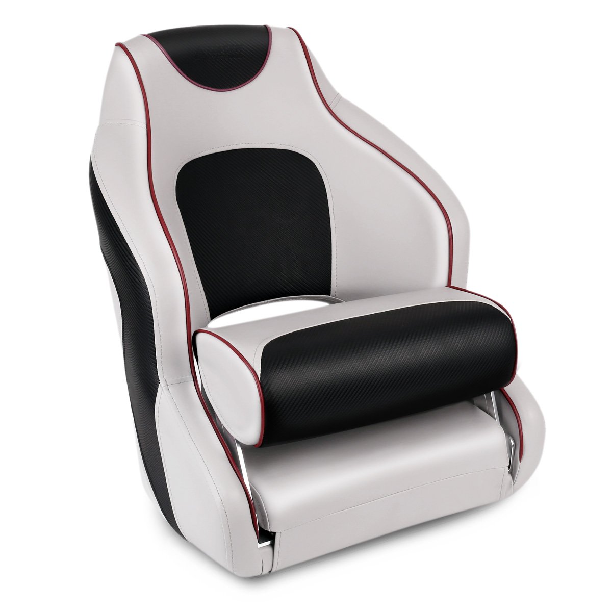 Leader Accessories Two Tone Captains Bucket Seat Premium Sports Flip Up Boat Seat (White/Charcoal)