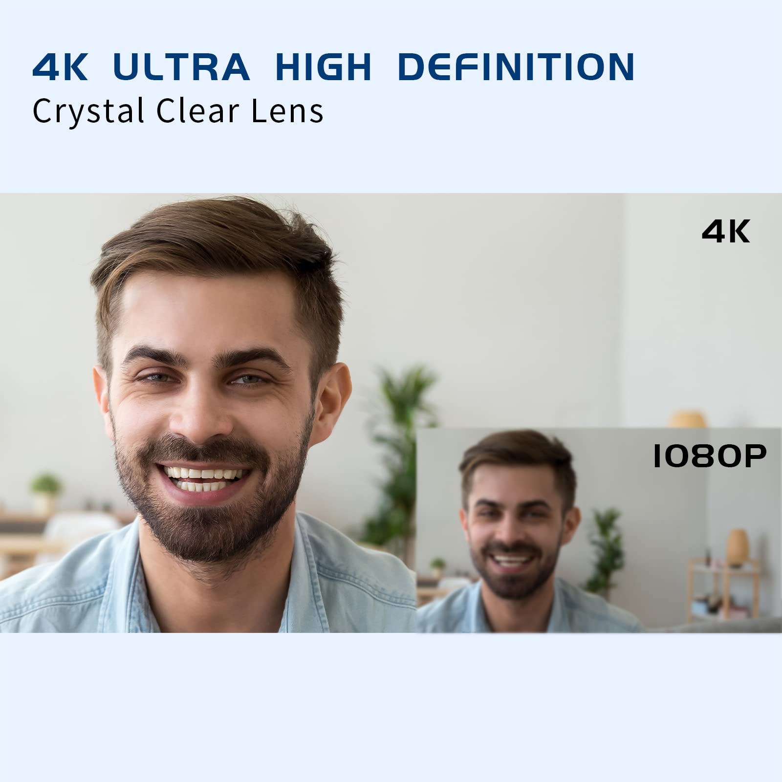 SUPCAM 4K Webcam, AI Auto Framing Webcam with Microphone and Speaker,Autofocus Lens,Adjustable Field of View,Light Correction,External Privacy Cover,Wide Compatibility