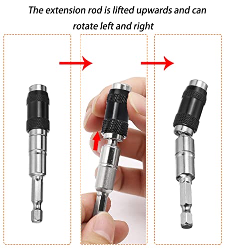 Saipe 2pcs Pivot Drill Bit Holder Set 1/4" Hex Pivoting Bit Tip Holder Quick Release Magnetic Screwdriver Bit Holder Screw Drill Tip Extension Rod for Tight Spaces or Corners, 88mm and 145mm Length