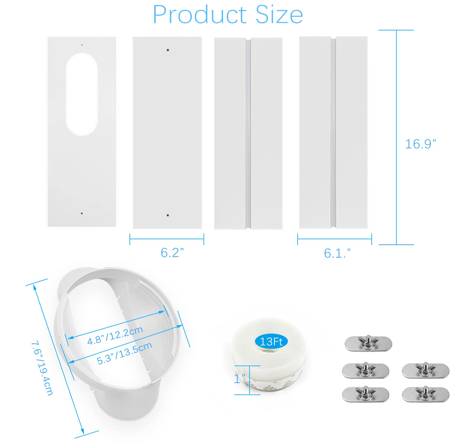 Storystore Portable Air Conditioner Window Vent Kit, Window Seal with 5.1" Diameter Coupler, Ac Window Kit with Adjustable Slide Seal Plates for AC Unit (SWK-11)