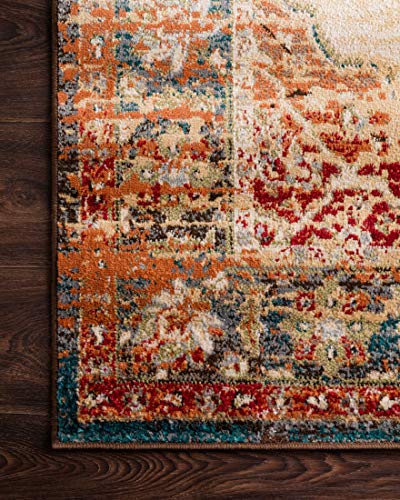 Loloi II Isadora Collection ISA-04 ANT. Ivory/Sunset, Transitional 8'-0" x 10'-0" Area Rug