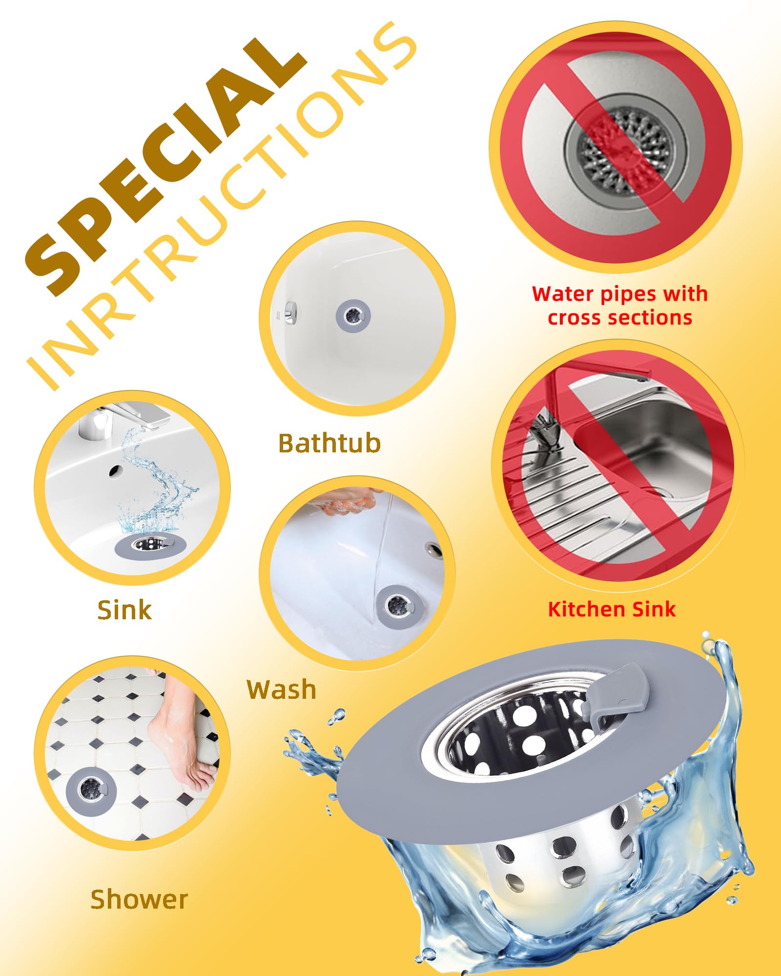Magikeration Shower Drain Hair Catcher, Keep Hands Clean,Use for Shower Dain, Bathtub,Sink,Easy to Use,Stainless Steel and Silicone(Big)