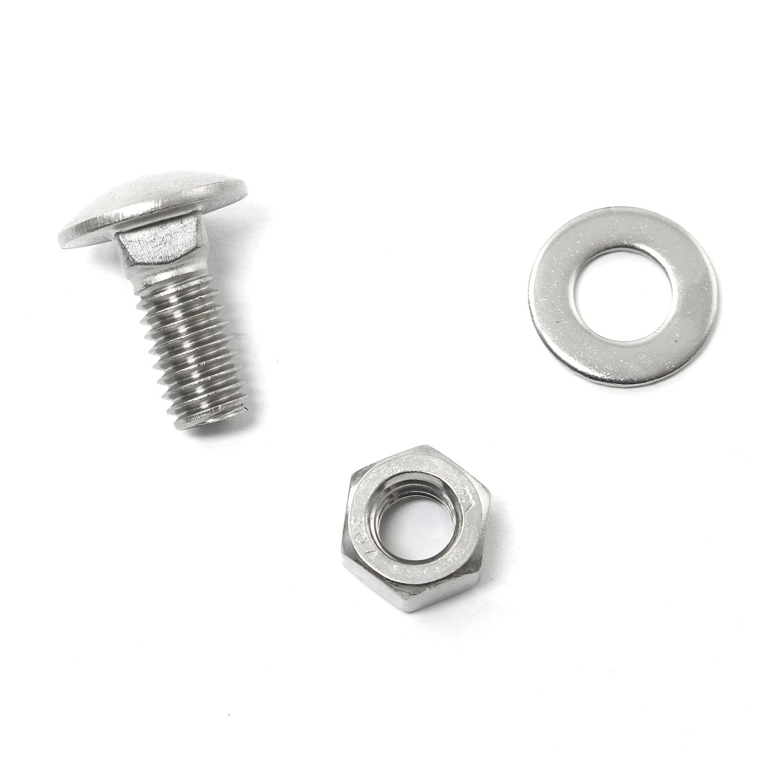 WELWIK 10pcs 5/16-18 x 3/4" Carriage Bolts with 10pcs Hex Nut and 5pcs Flat Washer, Round Head, Square Neck Stainless Steel 18-8 (304)