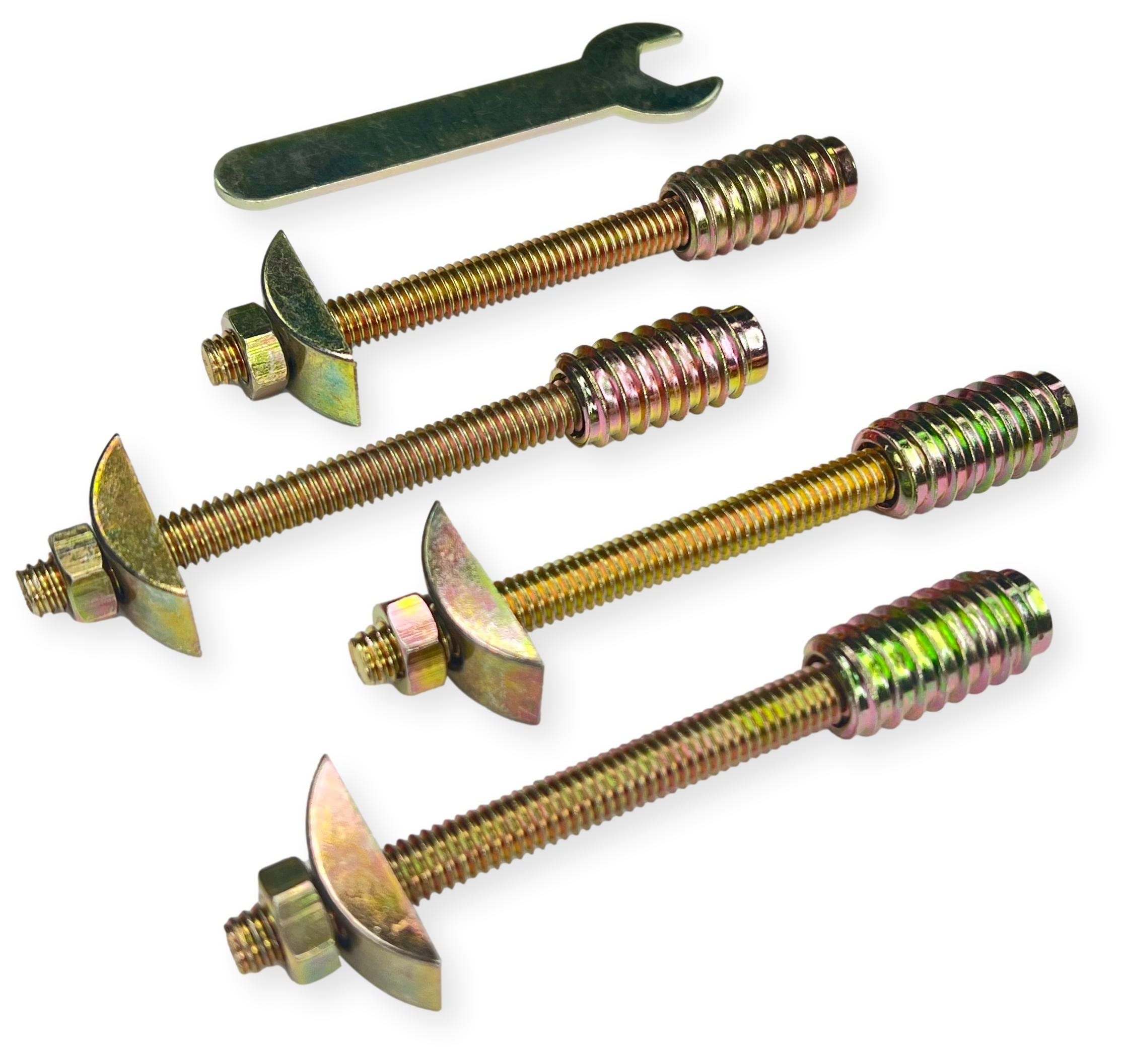 Wood Bed Crib Rail Assembly Hardware Half Moon Crescent Washers, 100mm Full Threaded Bolt - 17 Piece Set