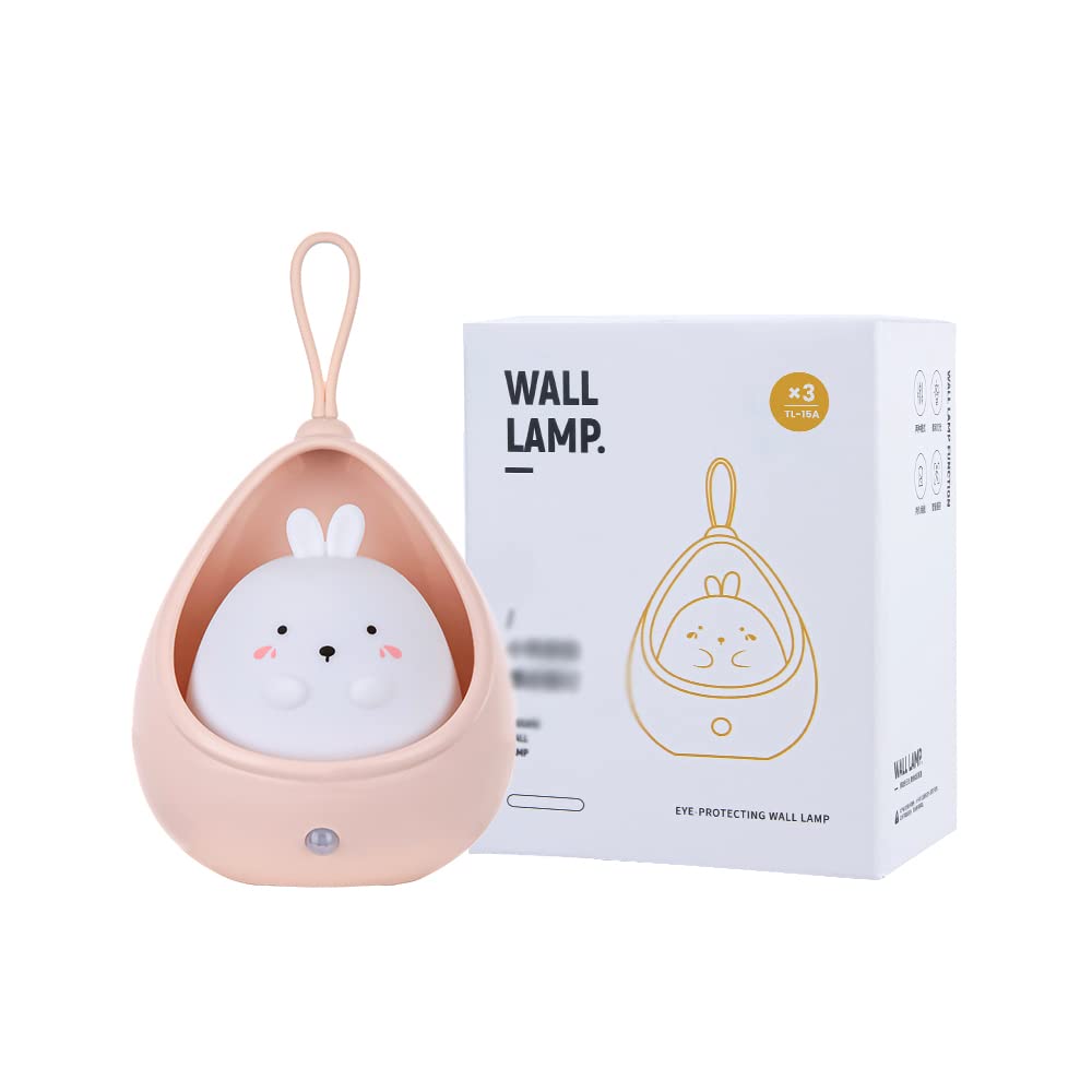 TriPro Cute Kitty Motion Sensor Night Light Wall Lamp,Rechargable,Bedroom Decoration for Kids Baby Toddler Teen Gift (Pink)