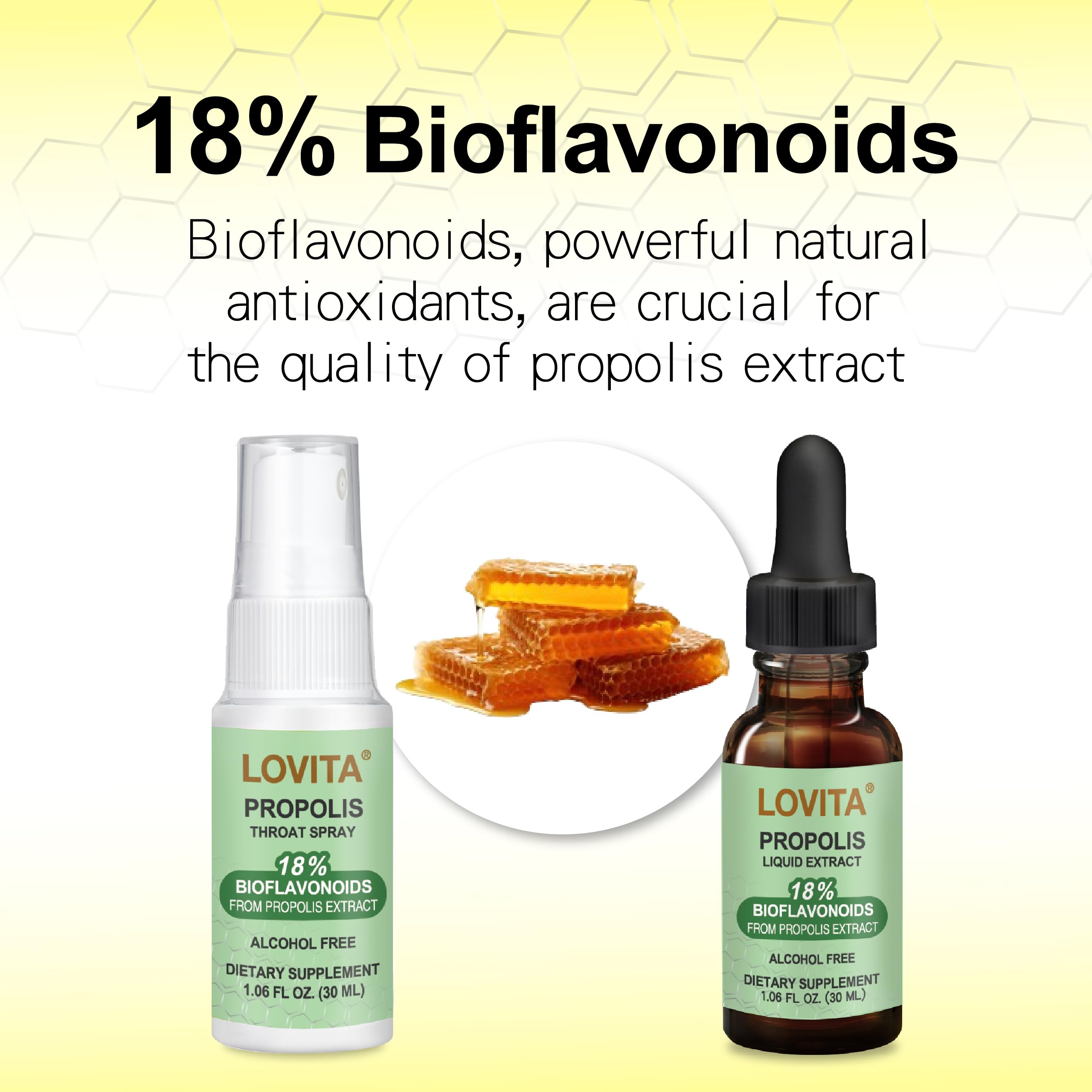 Lovita Bee Propolis 500 mg Liquid Extract | 9:1 Propolis Extract | Alcohol Free | Immune Support |1 Fl Oz (Pack of 3)