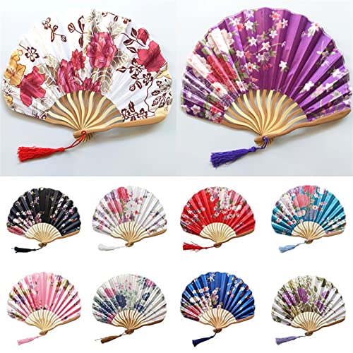 NFEGSIYA Folding Fan Chinese Style Hand Held Fans Pattern Silk Folding Fans Handheld Wedding Hand Fan Cool Flower Fan (Color : Green)