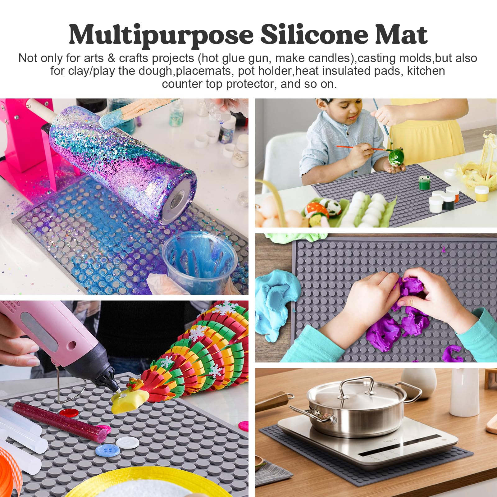 LET'S RESIN Resin Collector Mat, Easy Clean & Silicone Heat Resistant Mats 14.5'' x 9.4'', Non-Slip Multipurpose Thick Silicone Mats for Resin Molds, Epoxy Resin, Cup Turner, Kitchen Counter, Placemat