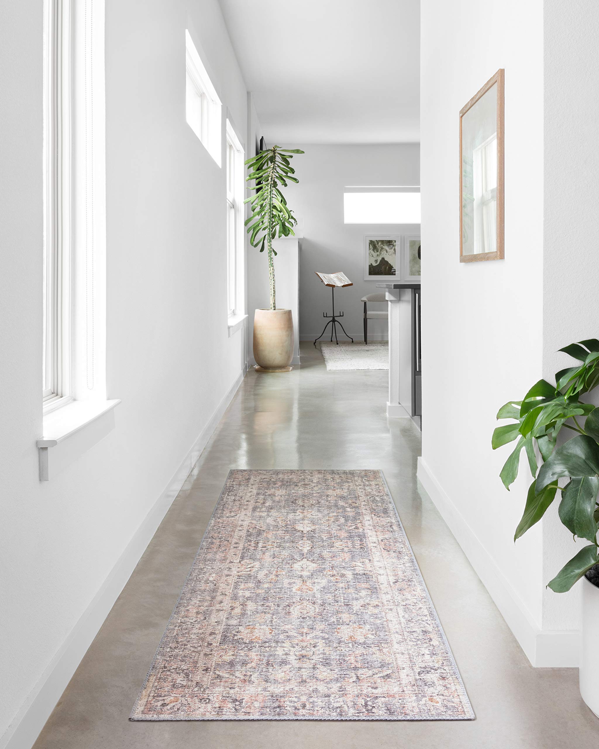Loloi II Skye Collection SKY-01 Grey/Apricot 9'-0" x 12'-0", 13" Thick,Area Rug,Soft,Durable,Vintage Inspired,Distressed,Low Pile,Non-Shedding,Easy Clean,Printed,Living Room Rug
