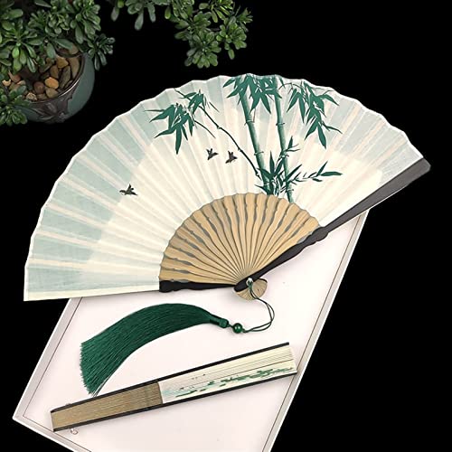 NFEGSIYA Folding Fan Chinese Style Fan Folding Fan Retro Style Men's and Women's Hanfu Foldable Portable Fan Classical Cotton (Color : Bamboo)